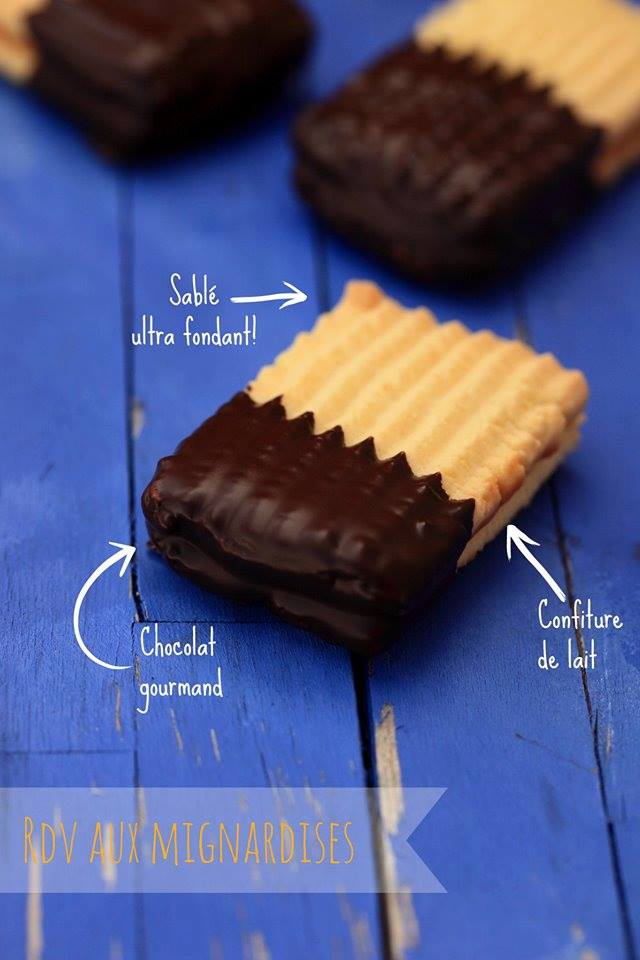 Petits fours sablés à la confiture de lait et chocolat